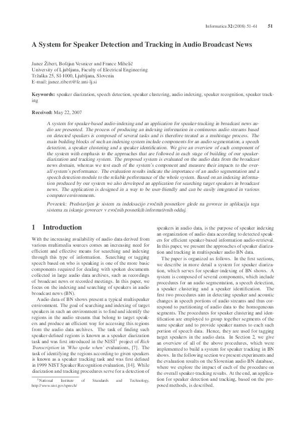 (PDF) A system for speaker detection and tracking in audio broadcast ...