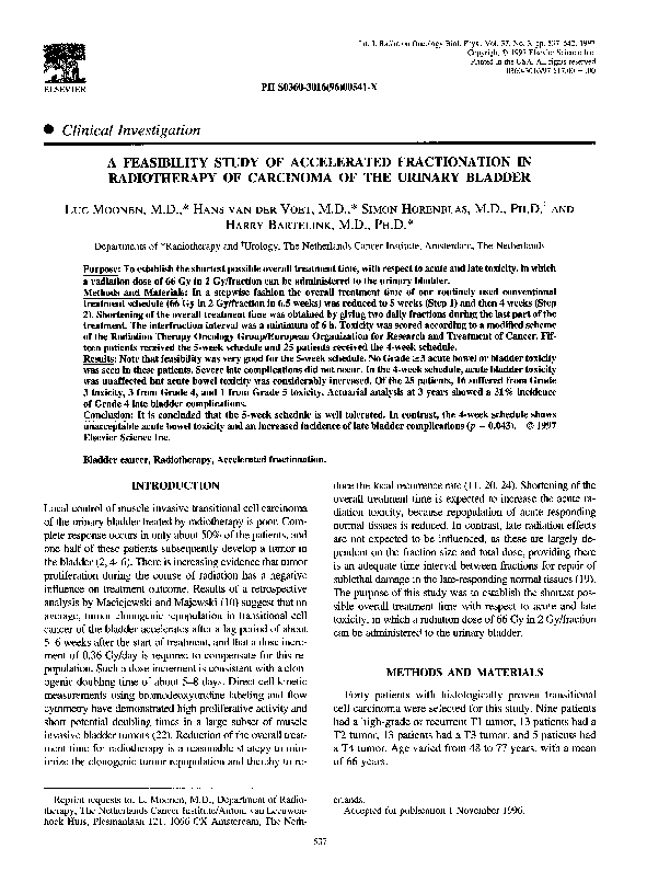(PDF) A feasibility study of accelerated fractionation in radiotherapy ...