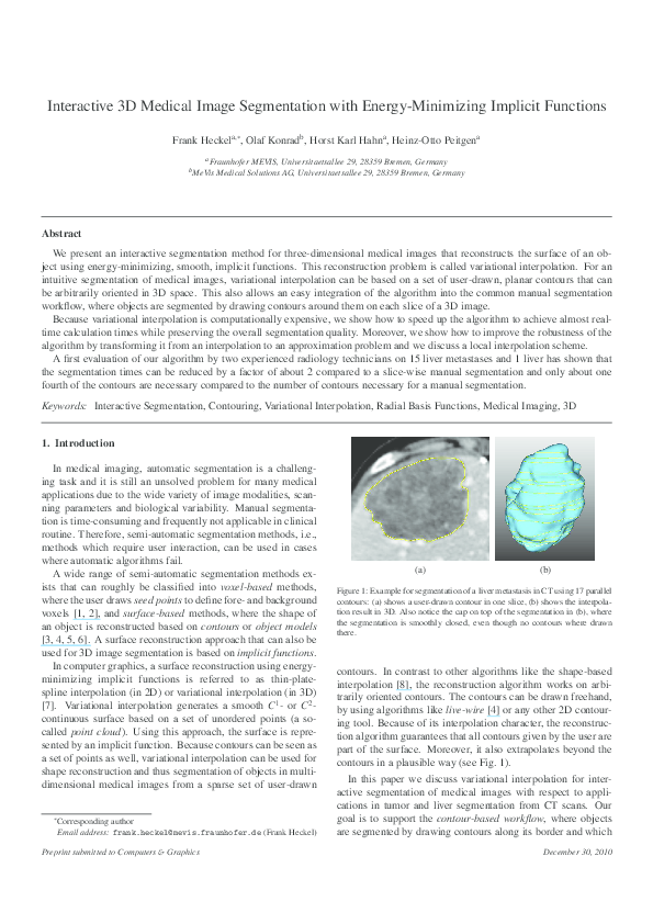 (PDF) Interactive 3D medical image segmentation with energy-minimizing implicit functions