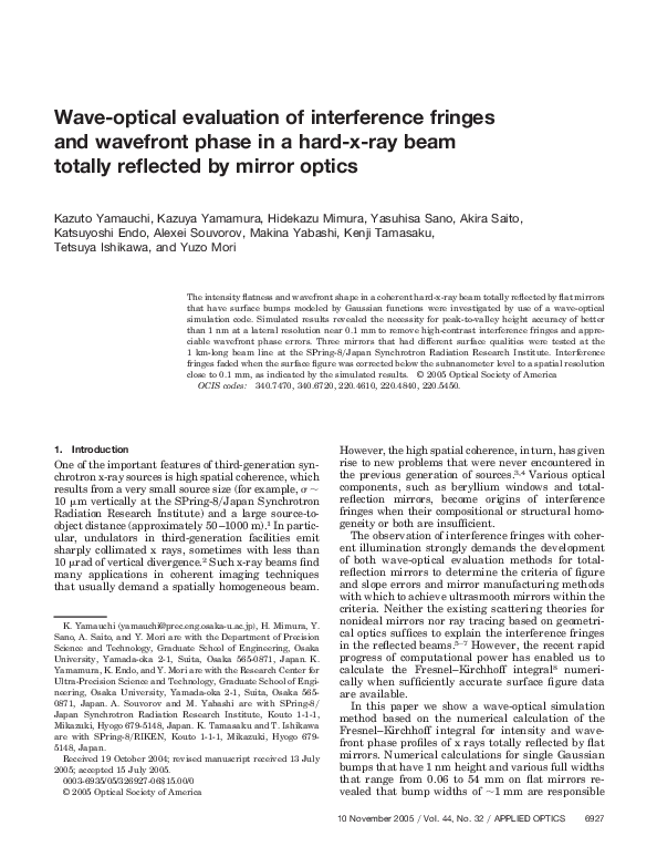 (PDF) Wave-optical evaluation of interference fringes and wavefront ...