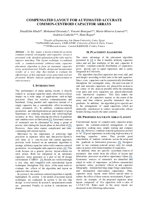 (PDF) Compensated layout for automated accurate common-centroid ...