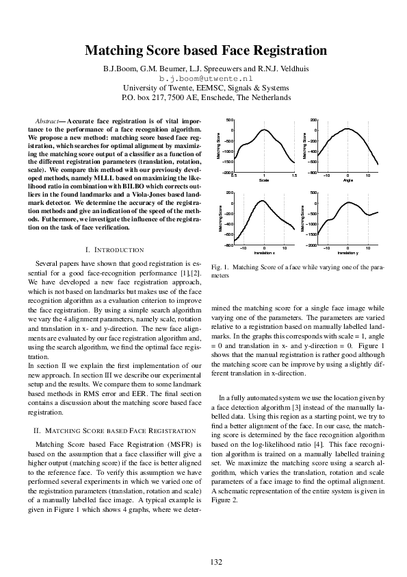 (PDF) Matching score based face registration