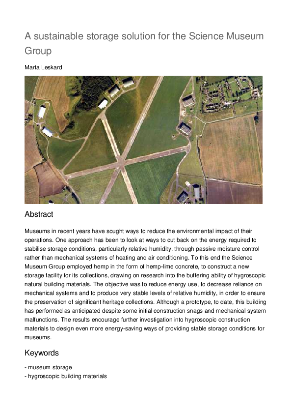 (PDF) A sustainable storage solution for the Science Museum Group