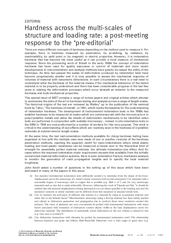 (PDF) Hardness across the multi-scales of structure and loading rate