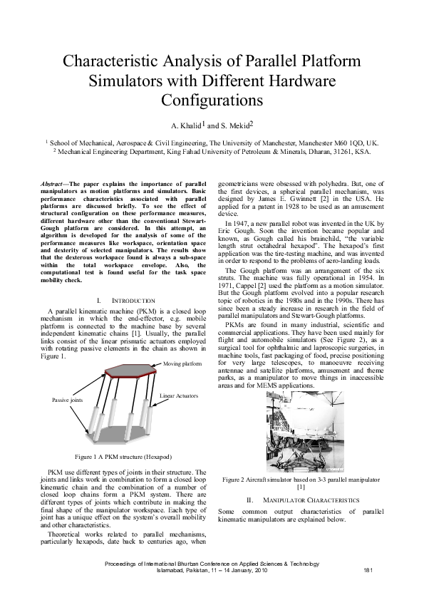 (PDF) Characteristic Analysis of Parallel Platform Simulators with ...