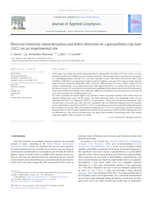(PDF) Electrical resistivity characterization and defect detection on a ...
