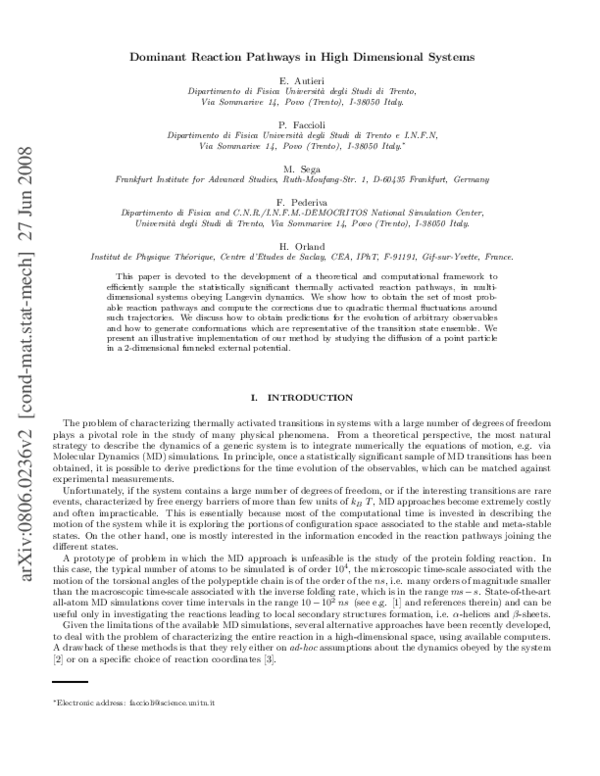 (PDF) Dominant reaction pathways in high-dimensional systems