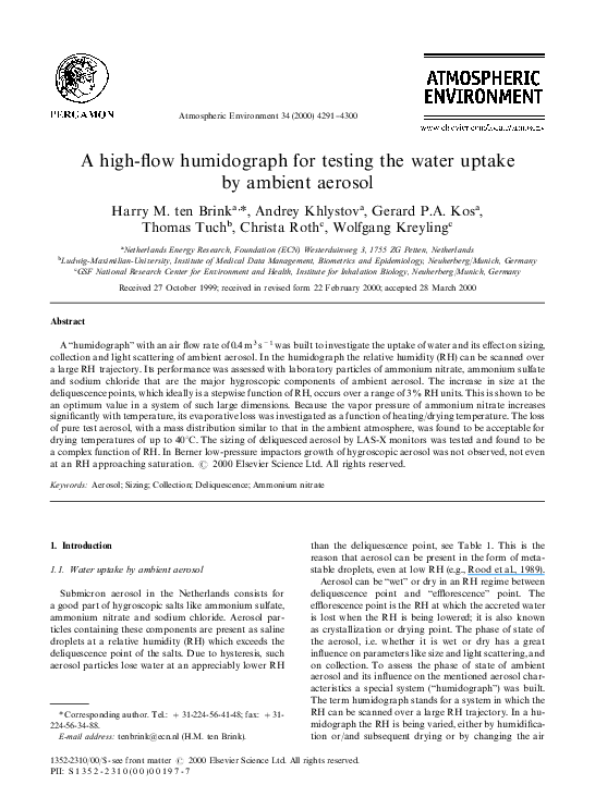(PDF) A high-flow humidograph for testing the water uptake by ambient ...