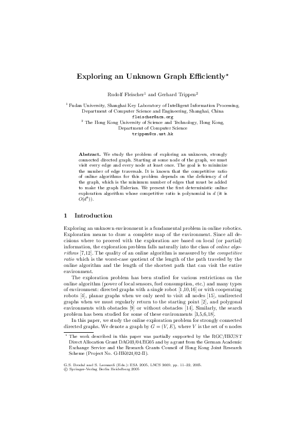 (PDF) Exploring an Unknown Graph Efficiently
