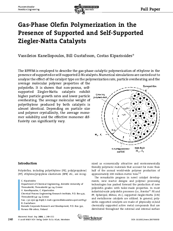 (PDF) Gas-Phase Olefin Polymerization in the Presence of Supported and ...