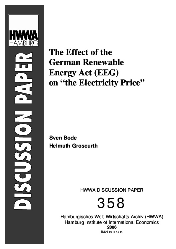 (PDF) The Effect of the German Renewable Energy Act (EEG) on ?the ...
