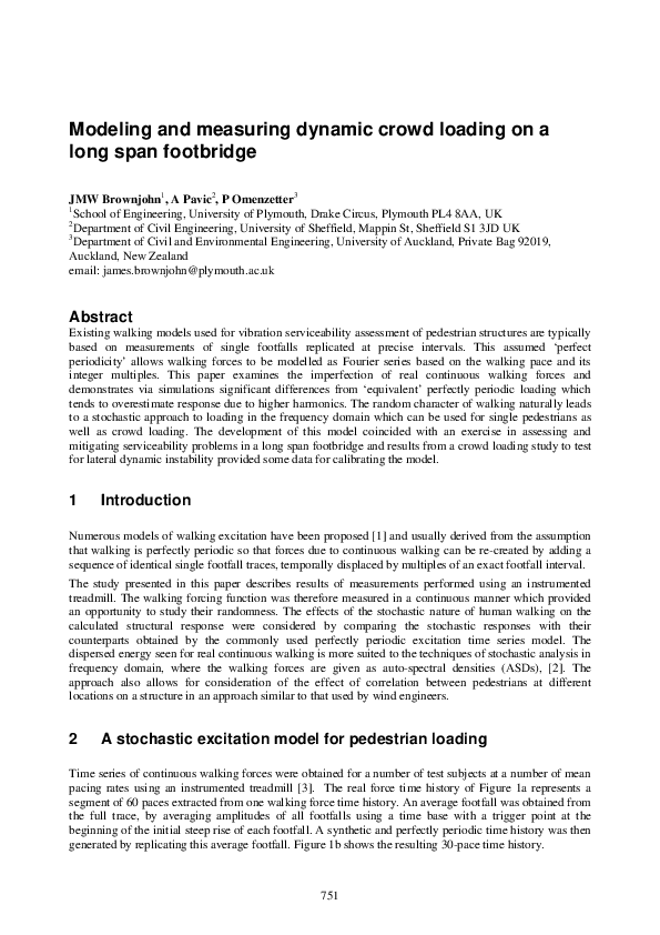 (PDF) Modeling and measuring dynamic crowd loading on a long span ...