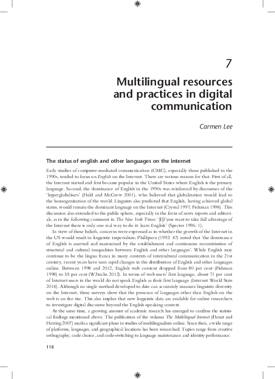 (PDF) Multilingual resources and practices in digital communication