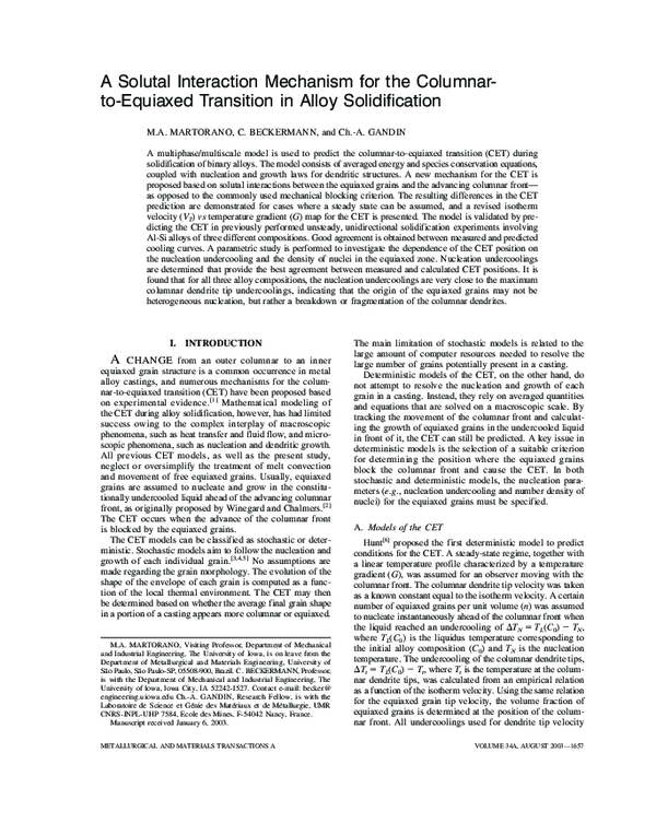 (PDF) A solutal interaction mechanism for the columnar-to-equiaxed transition in alloy ...