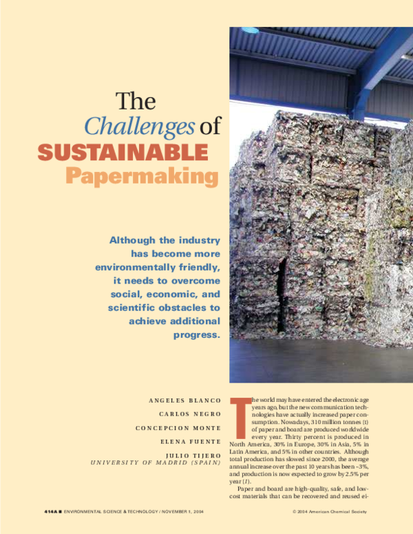 (PDF) Peer Reviewed: The Challenges of Sustainable Papermaking
