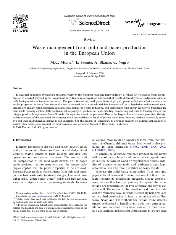 Pulp And Paper Industry Waste Disposal at Andrea Newton blog