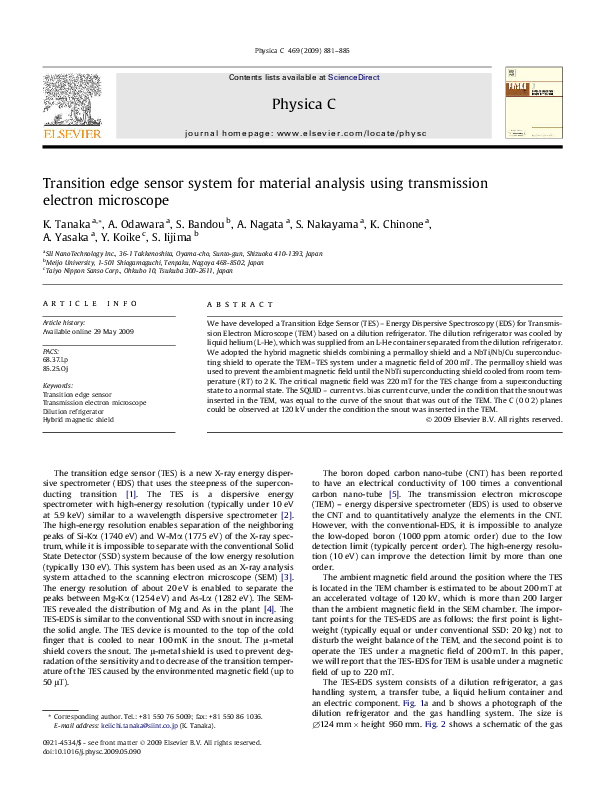 Pdf Transition Edge Sensor System For Material Analysis Using