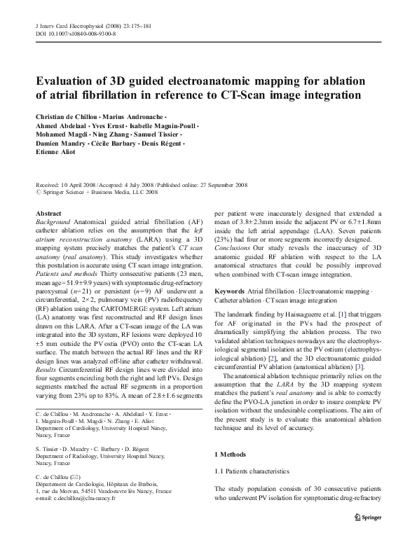 (PDF) Evaluation of 3D guided electroanatomic mapping for ablation of ...