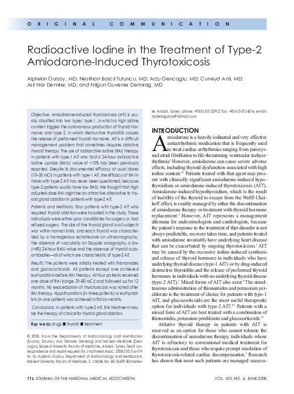 (PDF) Radioactive iodine in the treatment of type-2 amiodarone-induced ...