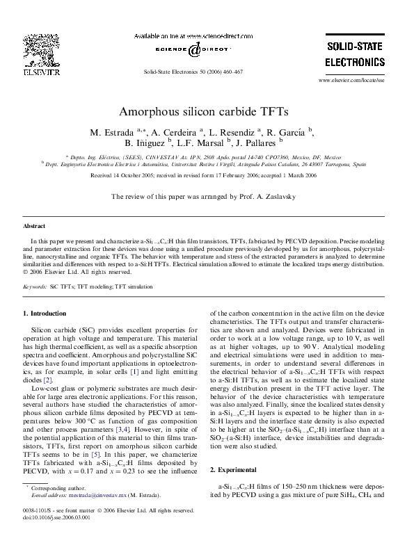 (PDF) Amorphous silicon carbide TFTs