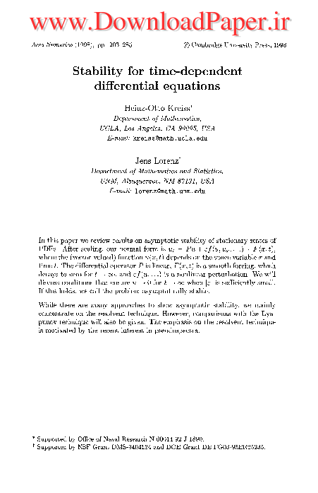 (PDF) Stability for time-dependent differential equations