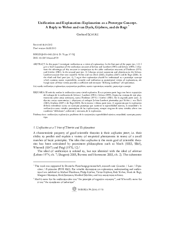 (PDF) 2014: Unification and Explanation: Explanation as a Prototype ...