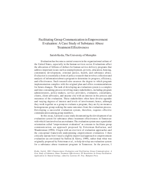 (PDF) Facilitating Group Communication in Empowerment Evaluation: A ...