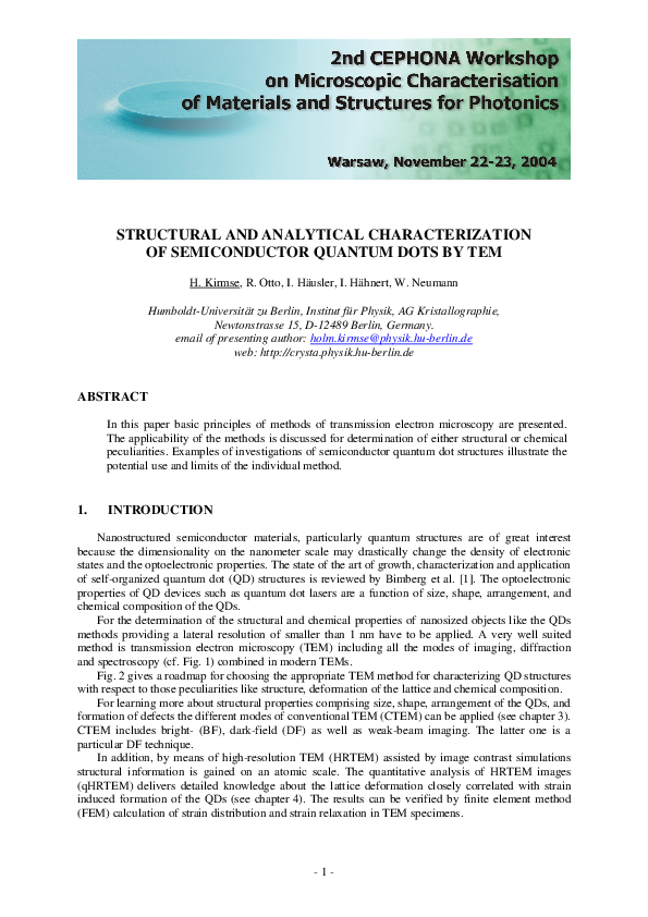 (PDF) Structural and analytical characterization of semiconductor ...