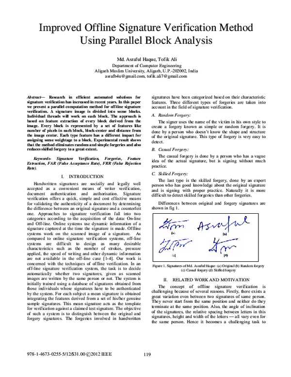 (PDF) Improved Offline Signature Verification