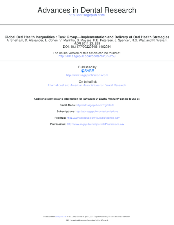 (PDF) Global Oral Health Inequalities: Task Group--Implementation and ...