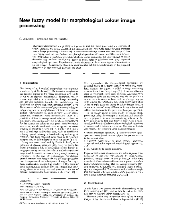 (PDF) New fuzzy model for morphological colour image processing