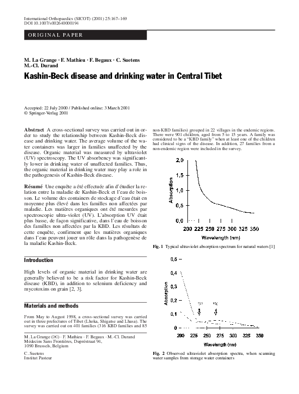 (PDF) Kashin-Beck disease and drinking water in Central Tibet | F ...