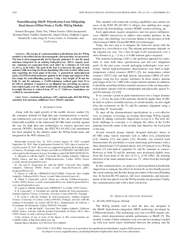 (PDF) Noncollimating MMW Polyethylene Lens Mitigating Dual-Source ...