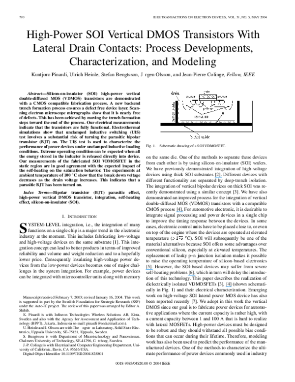 (PDF) High-power SOI vertical DMOS transistors with lateral drain ...