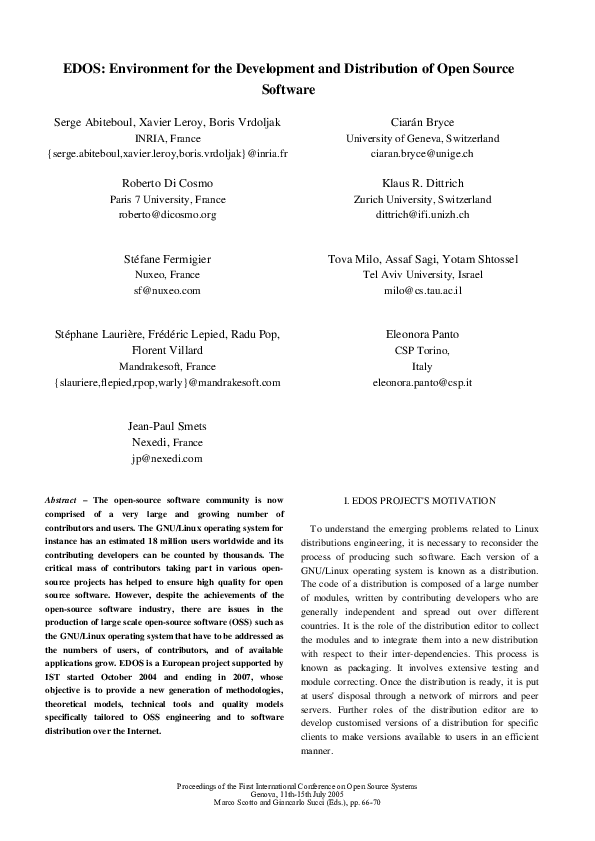 (PDF) Edos: Environment for the development and distribution of open ...