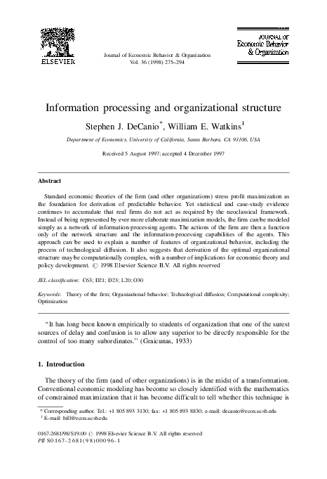 (PDF) Information processing and organizational structure