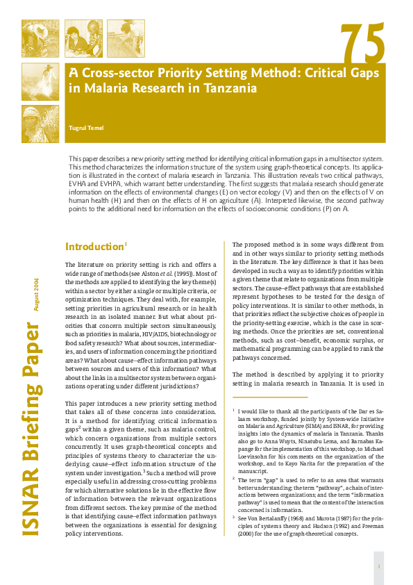 (PDF) A method for cross-sector priority setting