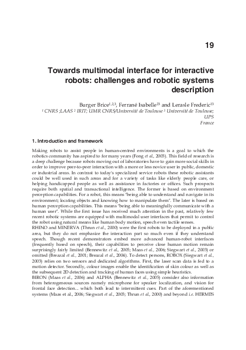 (PDF) Towards Multimodal Interface for Interactive Robots: Challenges and Robotic Systems ...