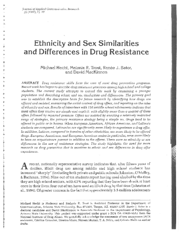 Pdf Ethnicity And Sex Similarities And Differences In Drug Resistance