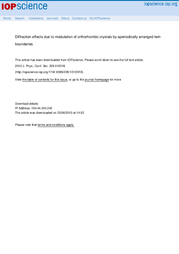 (PDF) Diffraction effects due to modulation of orthorhombic crystals by ...