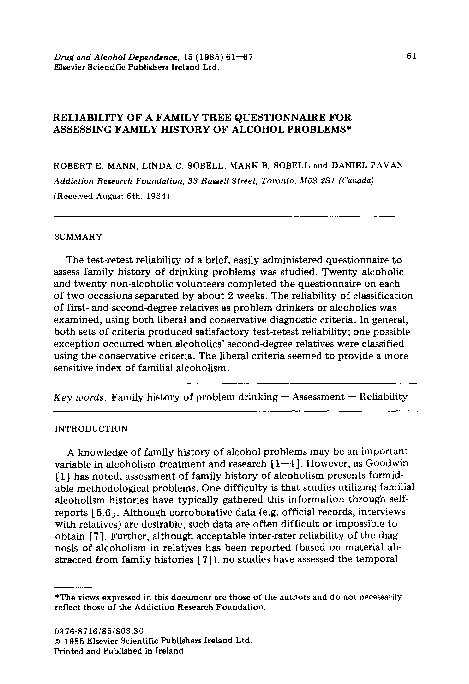 (PDF) Reliability of a family tree questionnaire for assessing family ...