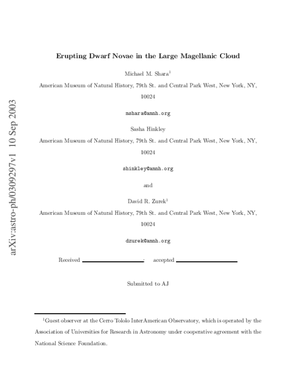 (PDF) Erupting Dwarf Novae in the Large Magellanic Cloud