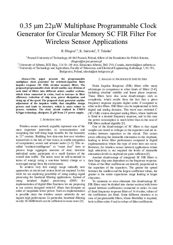 (PDF) 0.35 μm 22μW Multiphase Programmable Clock Generator for Circular ...