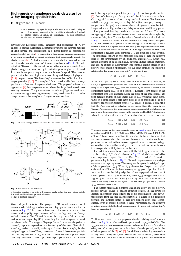(PDF) High-precision analogue peak detector for X-ray imaging applications | Kris Iniewski ...