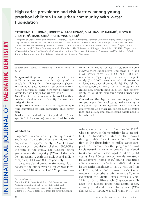 (PDF) Caries Risk Factors in Urban Preschoolers