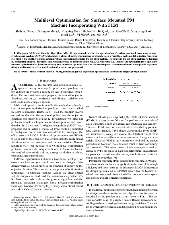 (PDF) Multilevel Optimization for Surface Mounted PM Machine ...