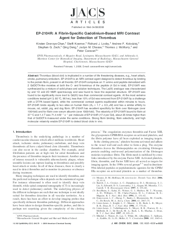 (PDF) EP-2104R: A Fibrin-Specific Gadolinium-Based MRI Contrast Agent ...