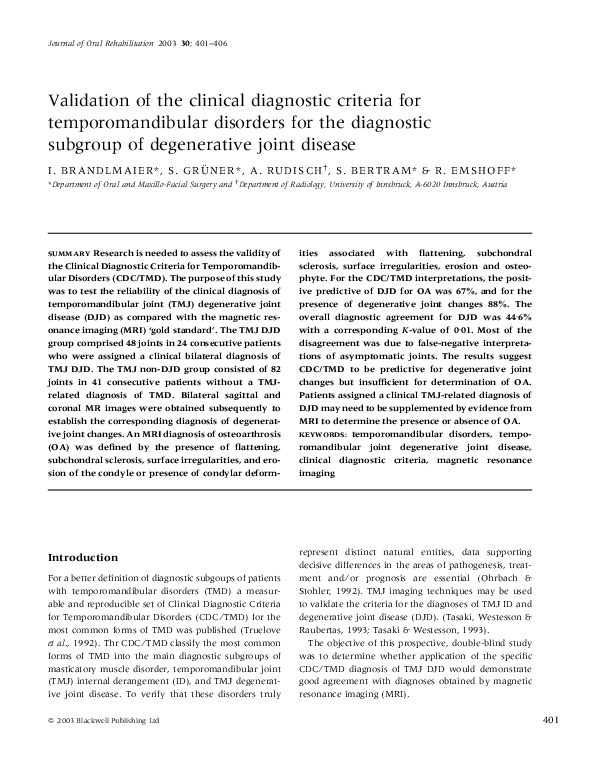 (PDF) Validation of the clinical diagnostic criteria for ...