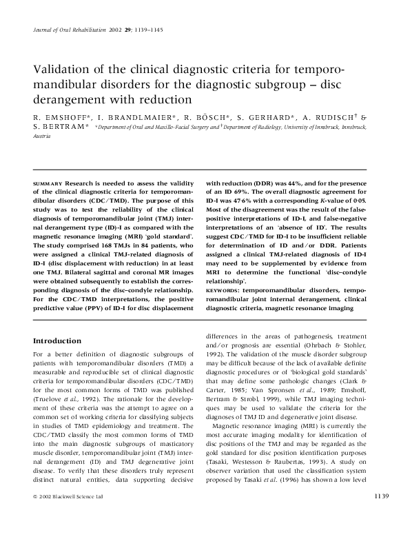 (PDF) Validation of the clinical diagnostic criteria for ...