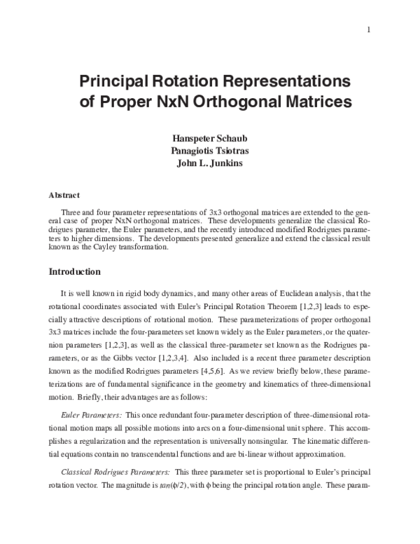 (PDF) Principal rotation representations of proper N × N orthogonal ...